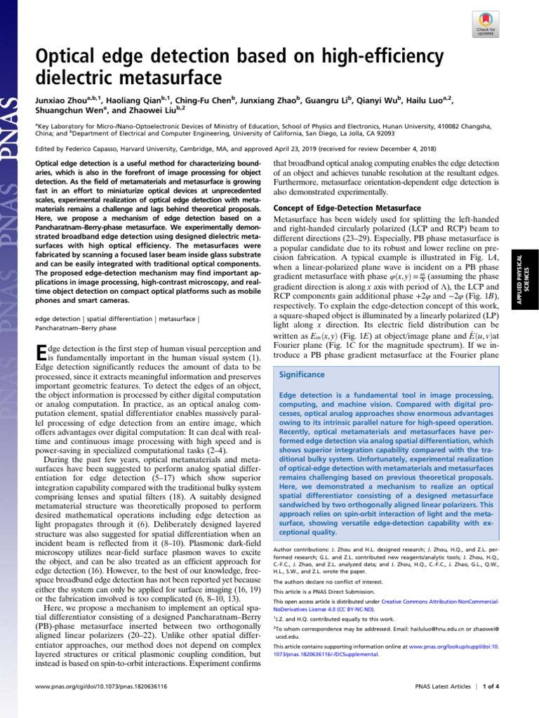 Zhou2019_PNAS | PDF | Metamaterial | Optics