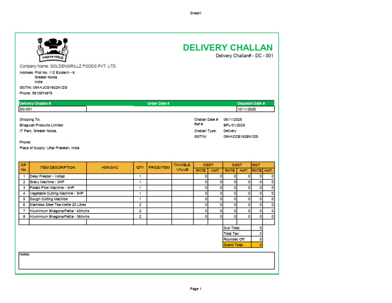 669e4e232505fdc42ddc2ec4 Delivery Challan Exel | PDF | Taxation ...