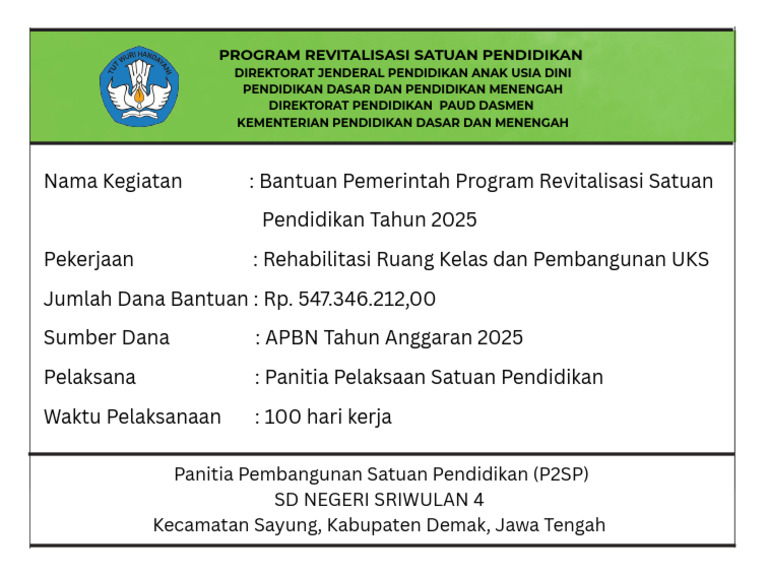 Program Revitalisasi Satuan Pendidikan Direktorat Jenderal Pendidikan ...