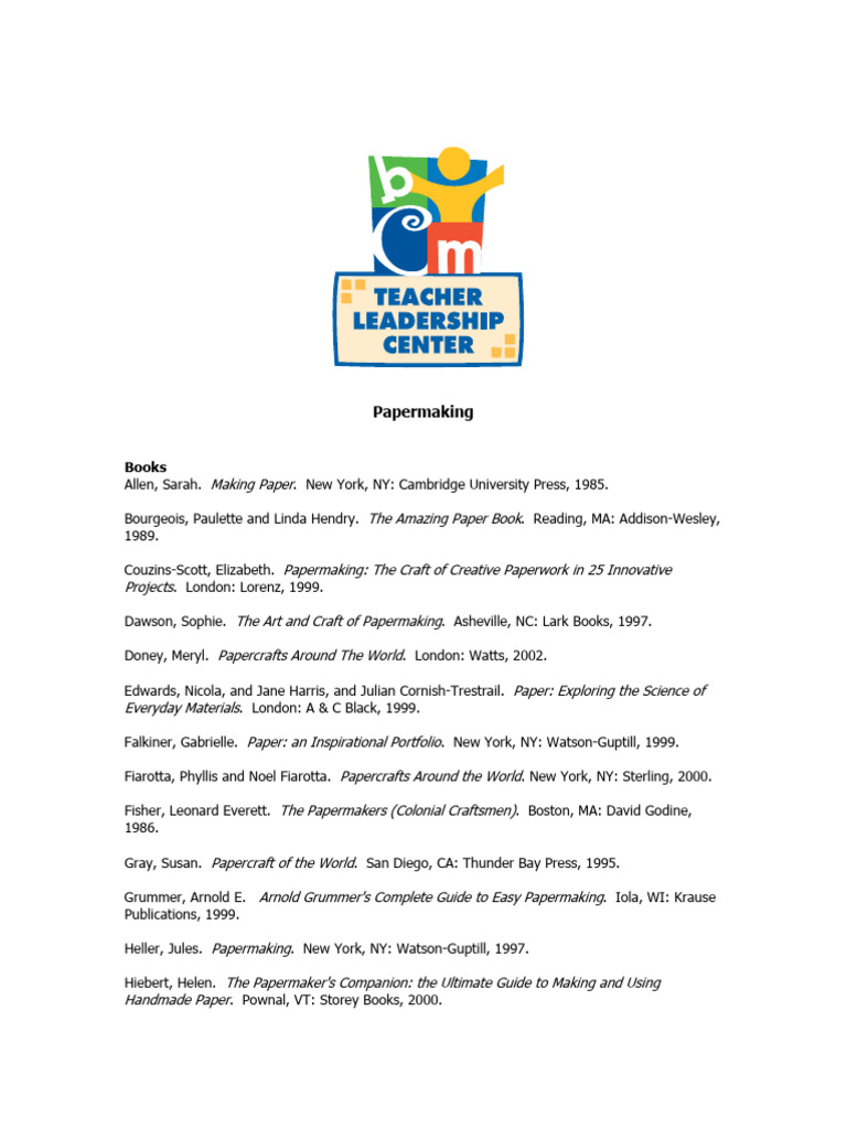 Papermaking Book List | PDF | Papermaking | Paper