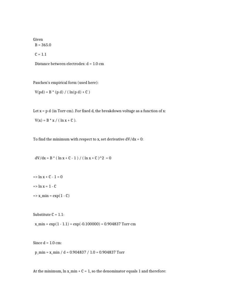 Paschen Min Breakdown | PDF