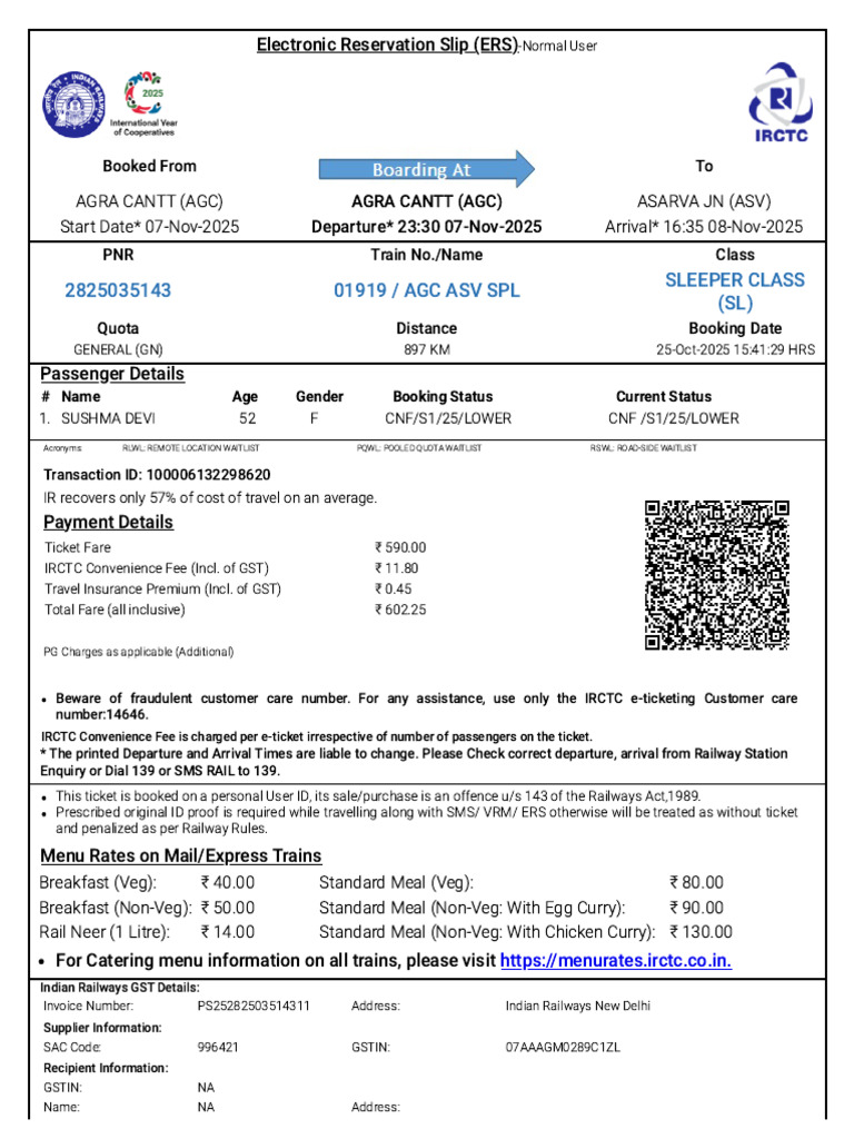 Agra Ticket Mummy | PDF | Identity Document | Payments