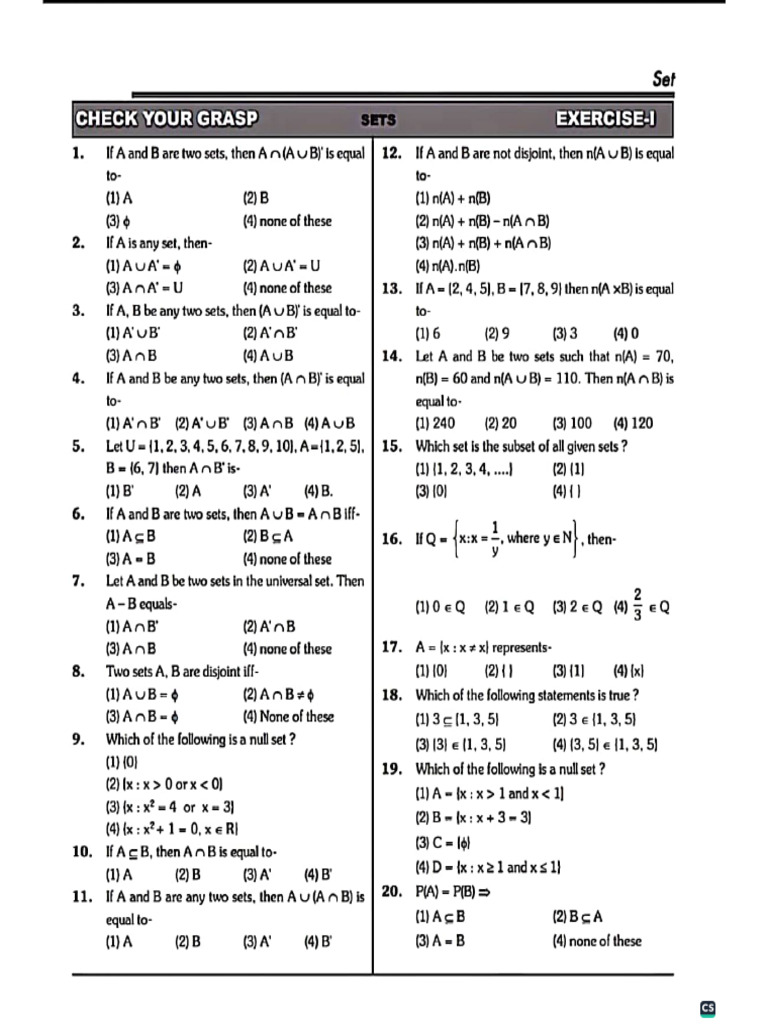 SET Theory Extra Practice Qns | PDF