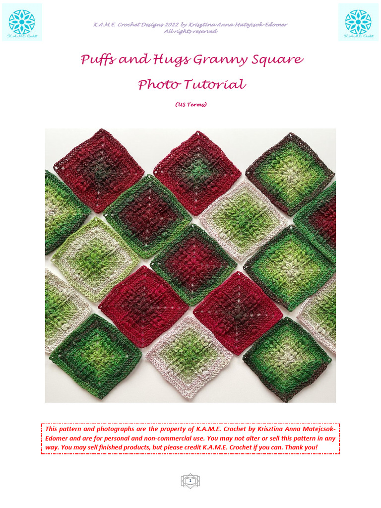 Puffs and Hugs Granny Square Photo Tutorial | PDF | Crochet | Weaving