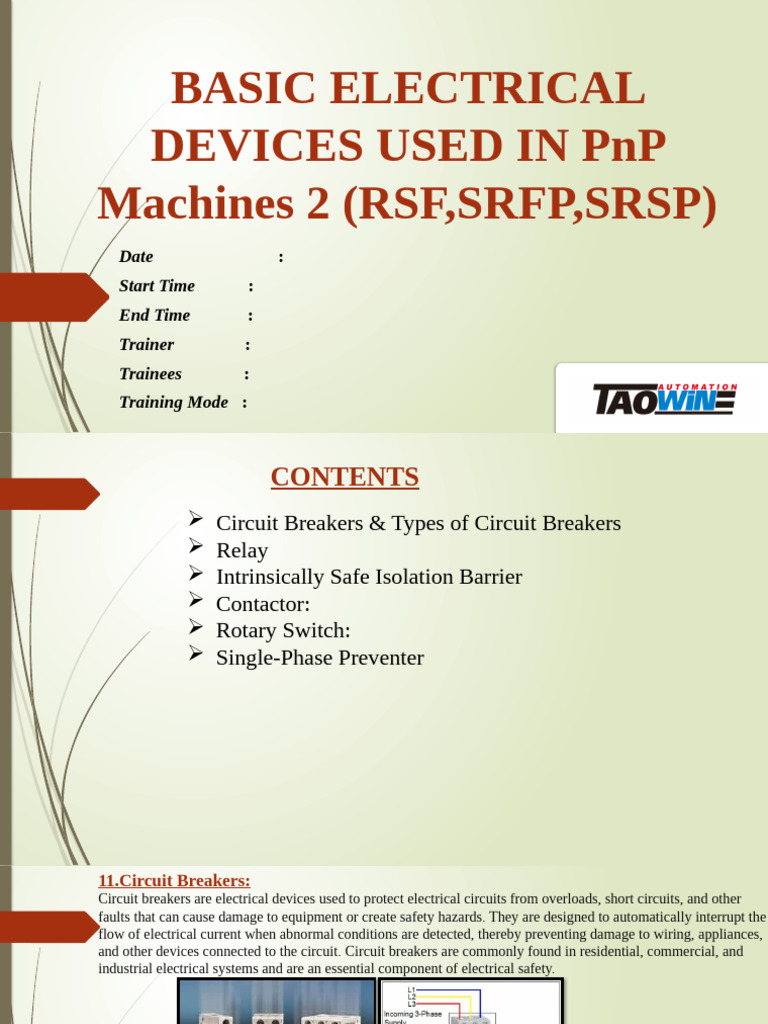 Basic Electrical Devices Used in PNP Machines 2 (RSF, SRFP, SRSP) | PDF ...