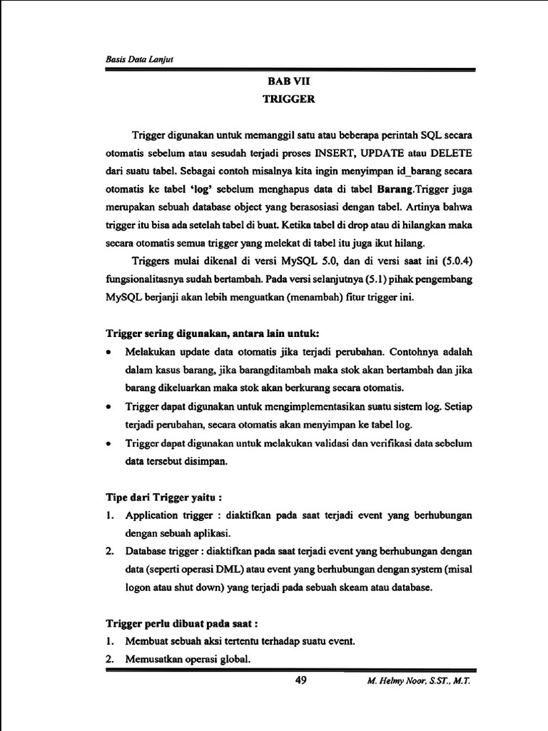 Basis Data TRIGGER | PDF