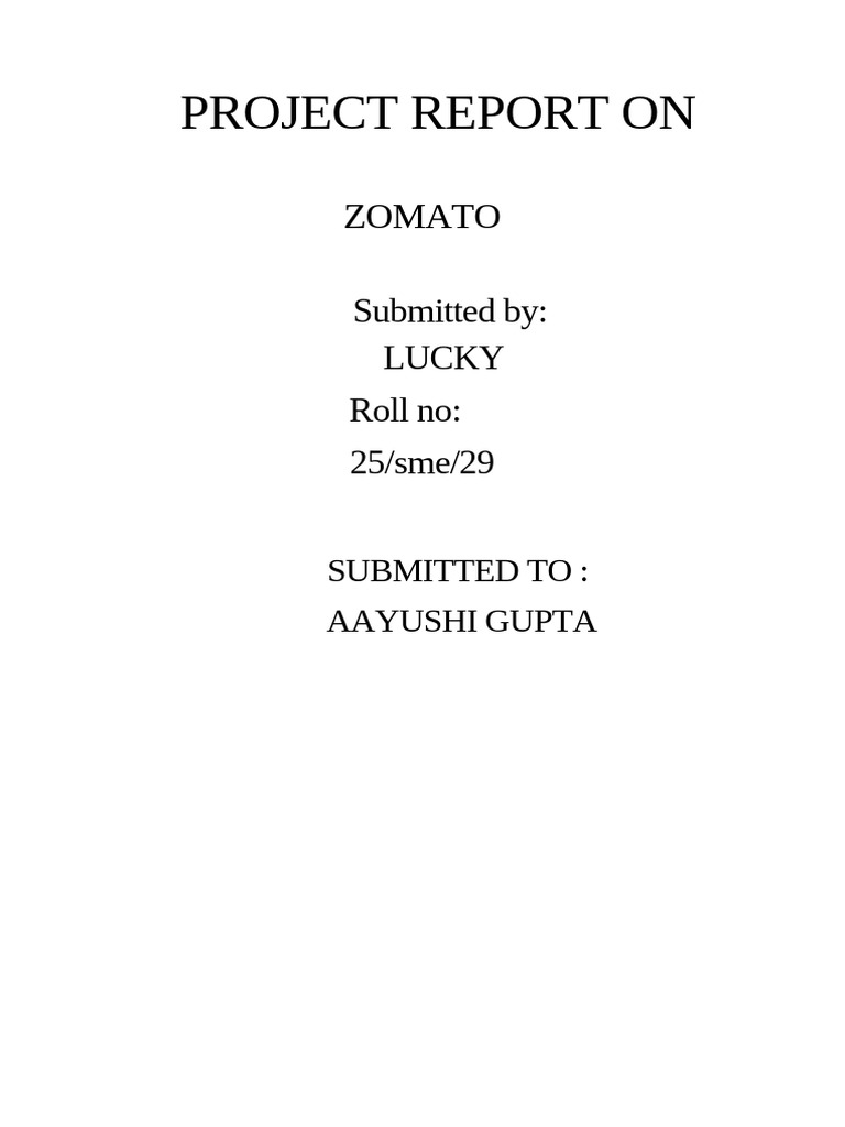 Lucky Project Work On Zomato | PDF