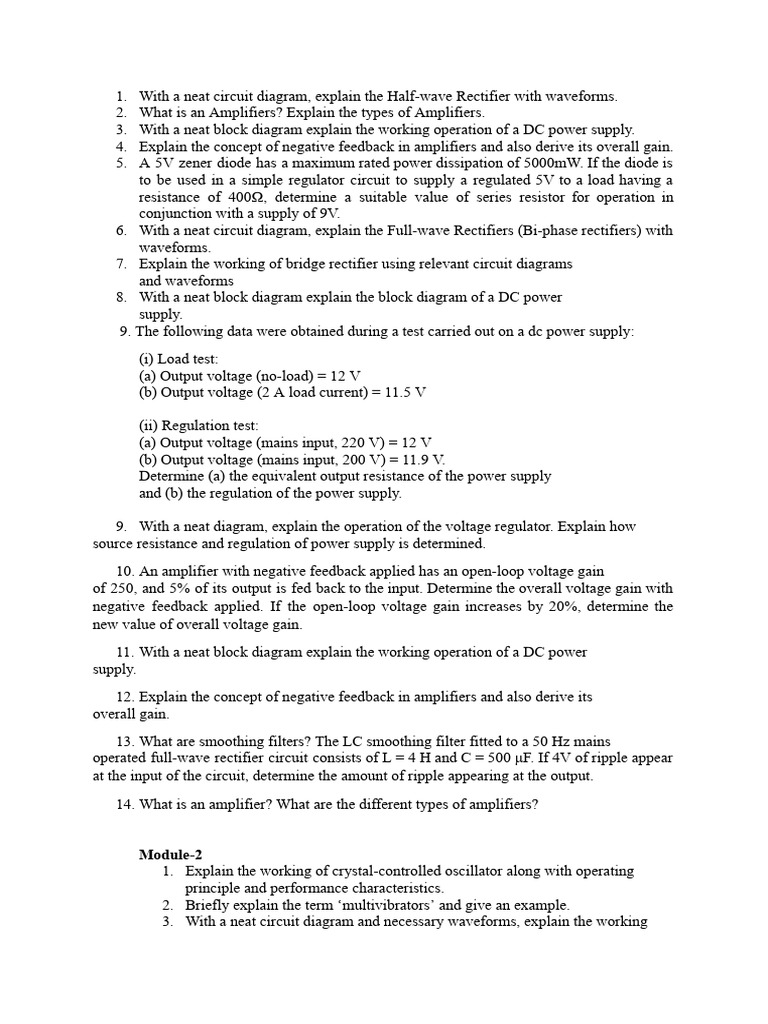 IOE - Module-1,2,3 Assignment Questions | PDF | Electronic Oscillator ...