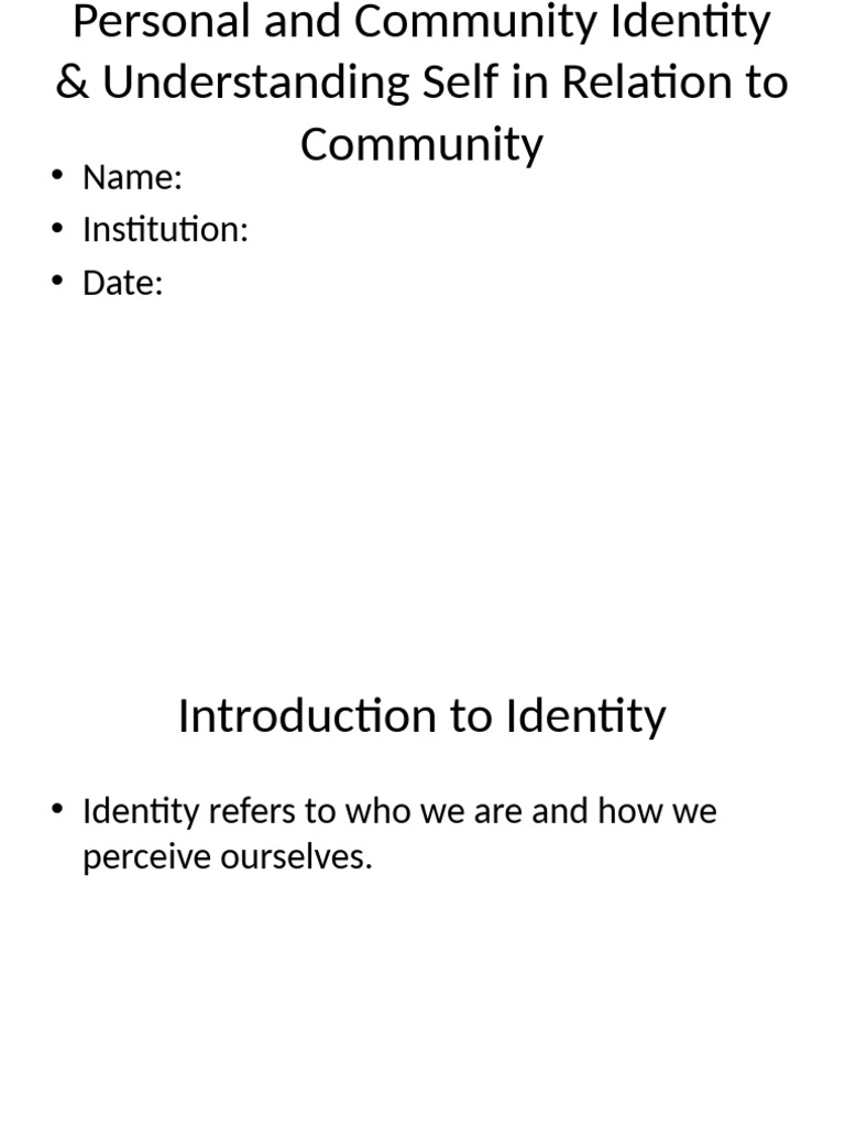 Exploring Personal and Community Identity | PDF | Identity (Social ...