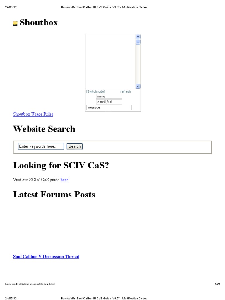 BaneWolf's Soul Calibur III CaS Guide - v3 | PDF | Cheating In Video ...