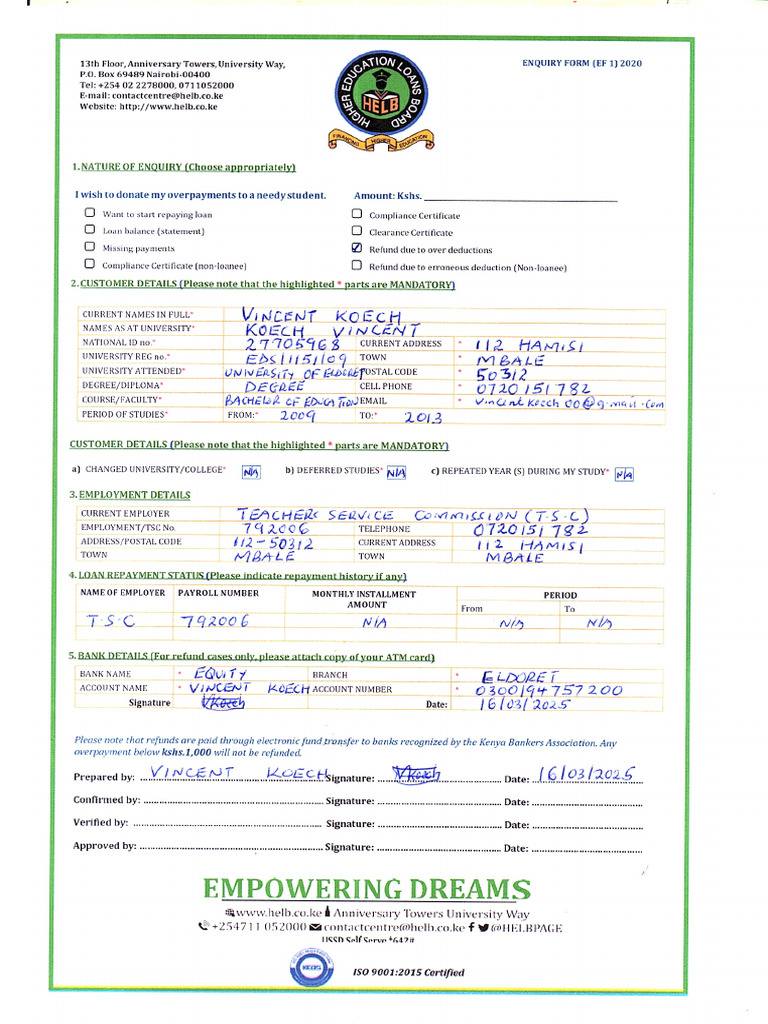 Helb Inquiry Form | PDF