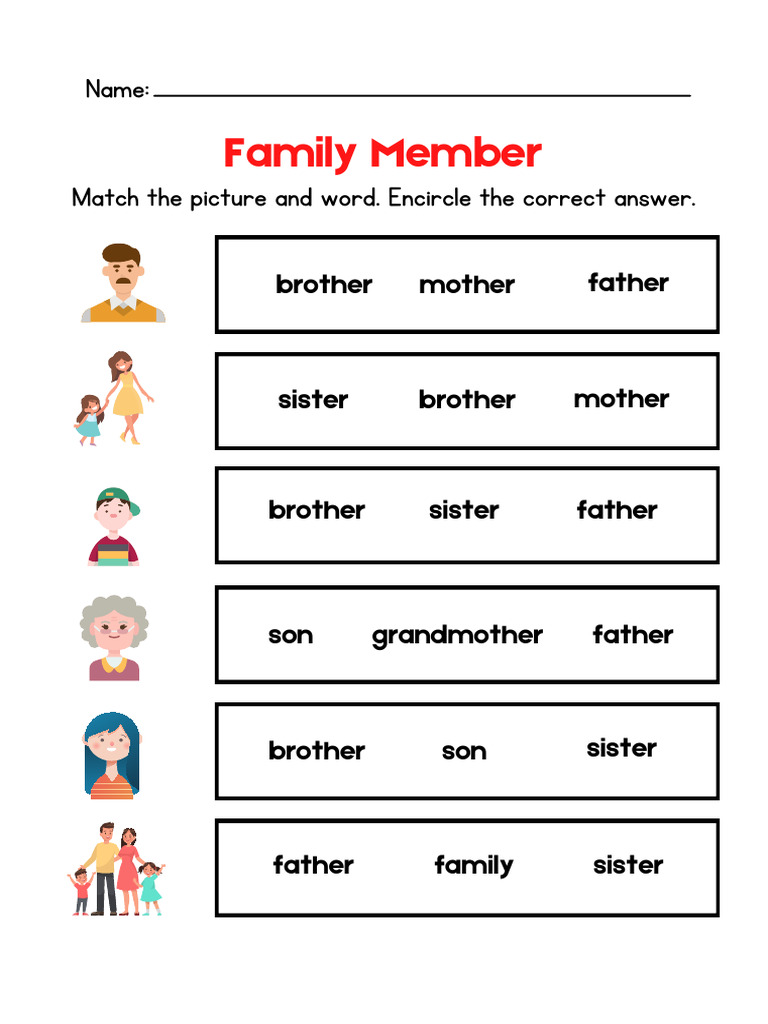 Family Member Identification Worksheet | PDF