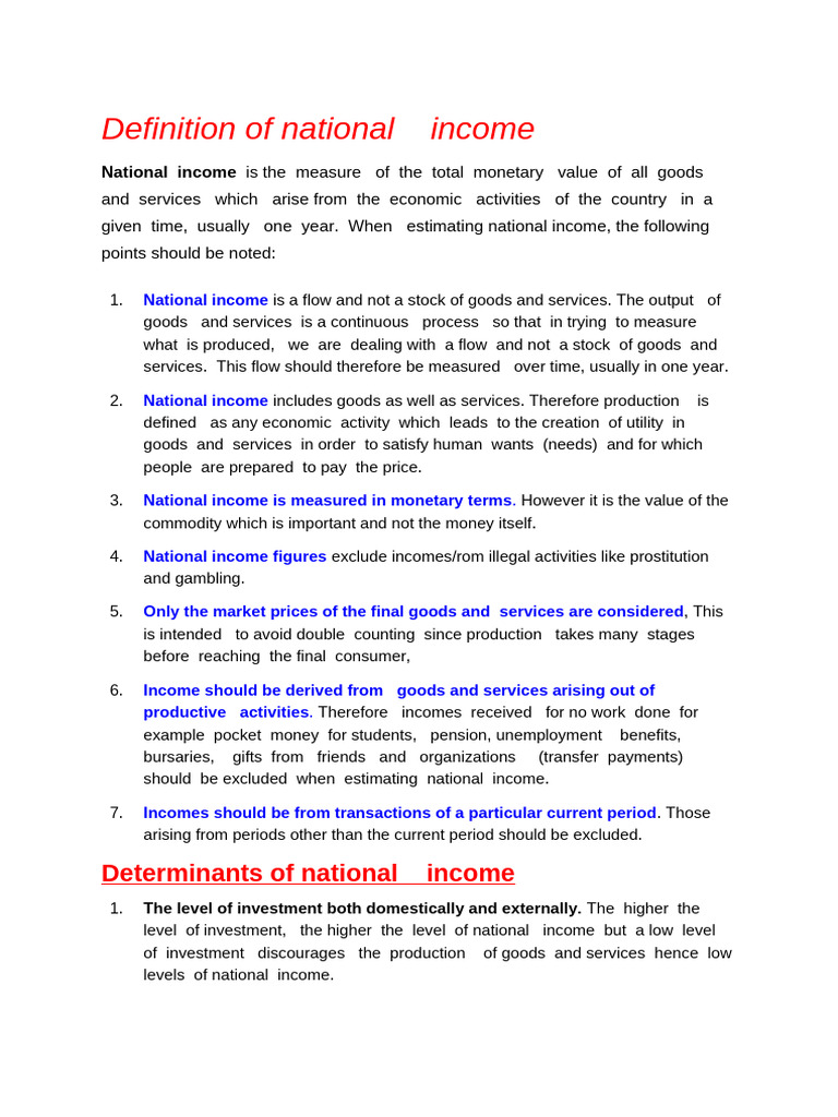 Understanding National Income Definition | PDF | Cost Of Living ...