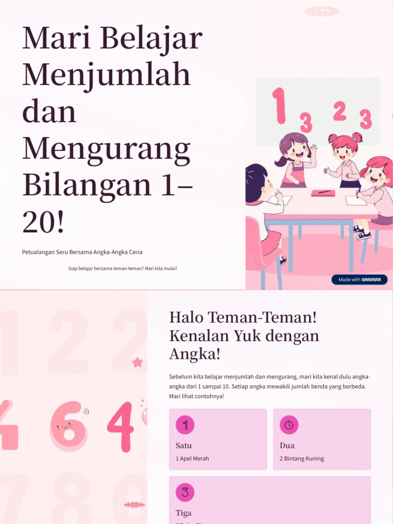 Mari Belajar Menjumlah Dan Mengurang Bilangan 1 20 | PDF