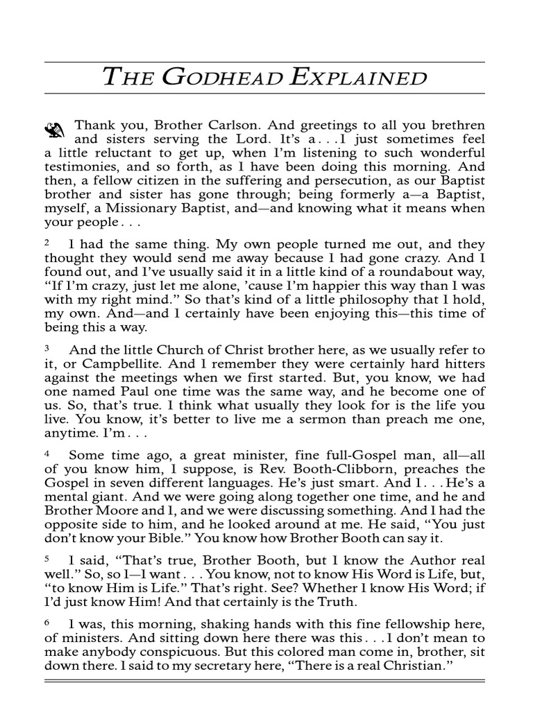 61-0425B The Godhead Explained VGR | PDF | Trinity | Paul The Apostle