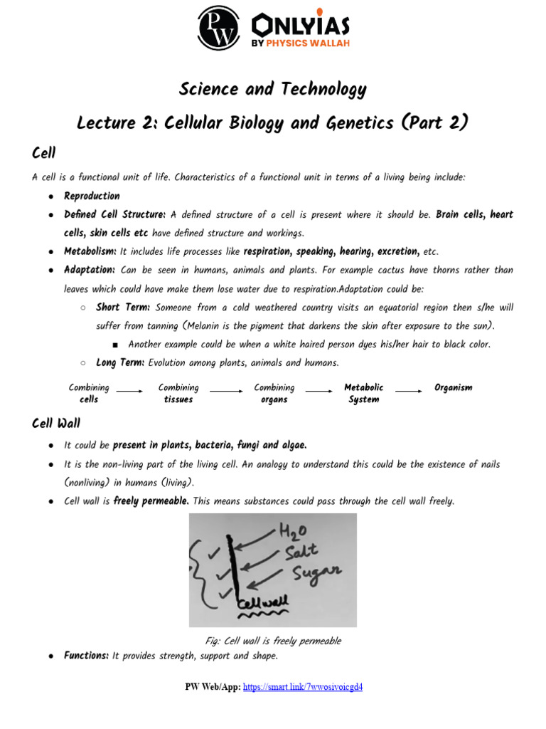 Science & Technology 02: Daily Class Notes | PDF | Biology | Life Sciences
