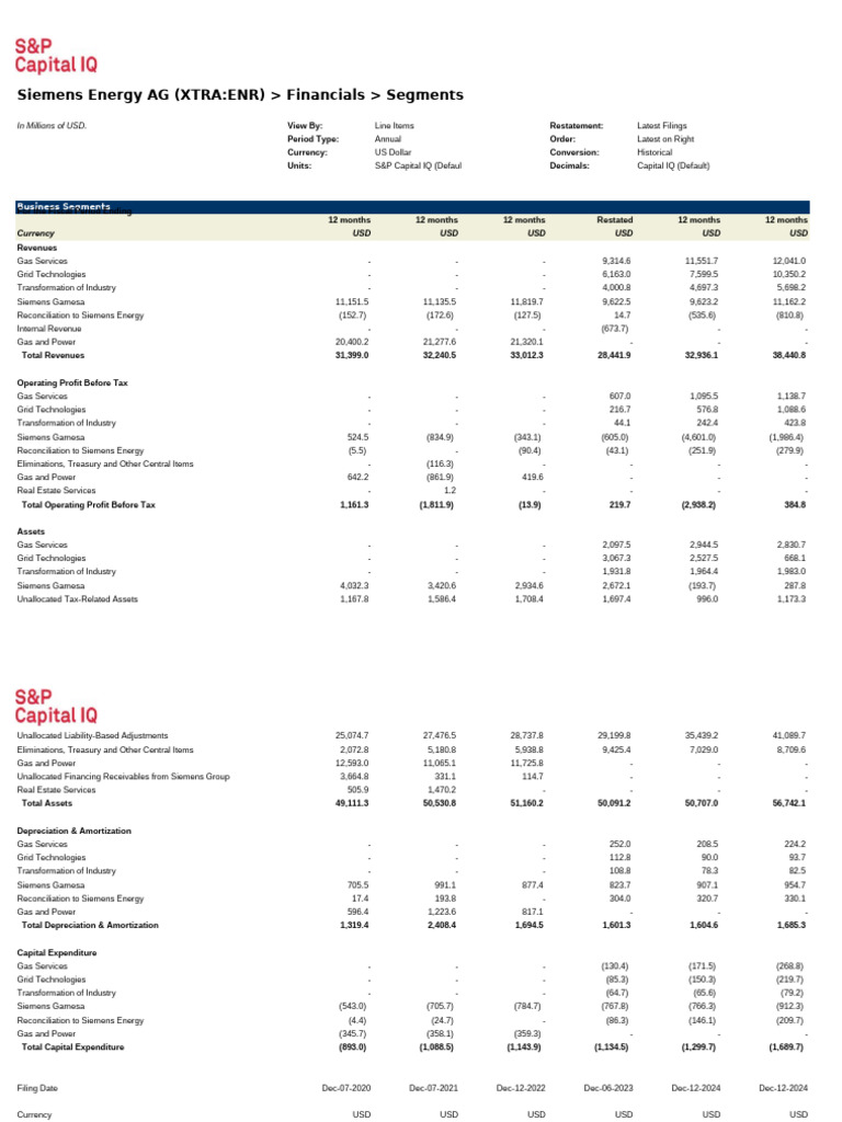 Siemens Energy AG XTRA ENR Financials Segments | PDF | United States ...