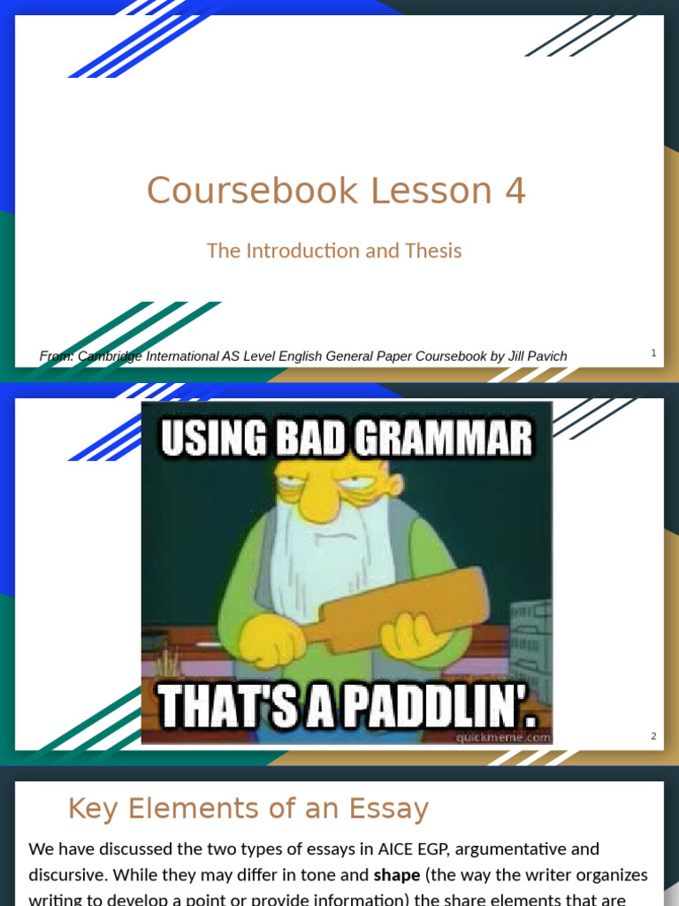 AICE Coursebook Lesson 4_ the Intro _edited | PDF | Essays | Thesis