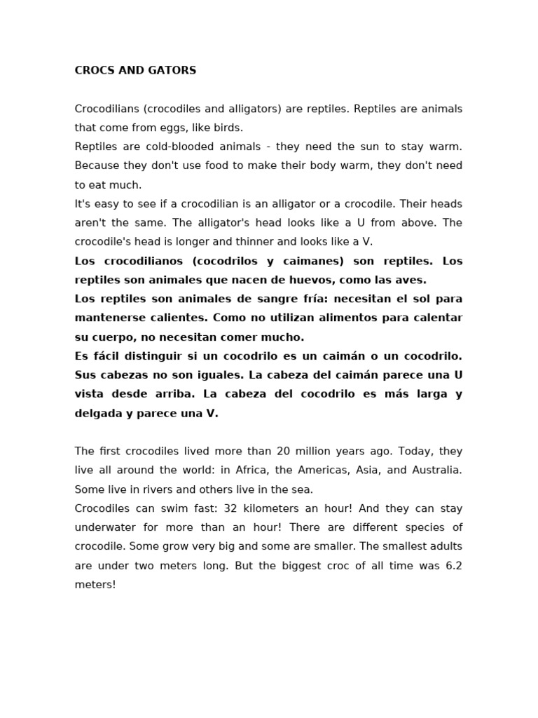 Crocs y Gators: Características y Peligros | PDF | Zoología