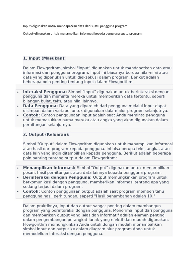 Input dan Output dalam Flowgorithm | PDF