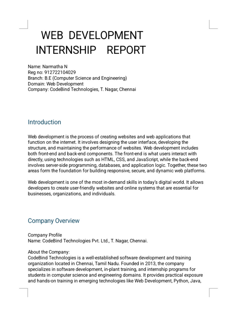 internship report 2 | PDF | Web Development | World Wide Web