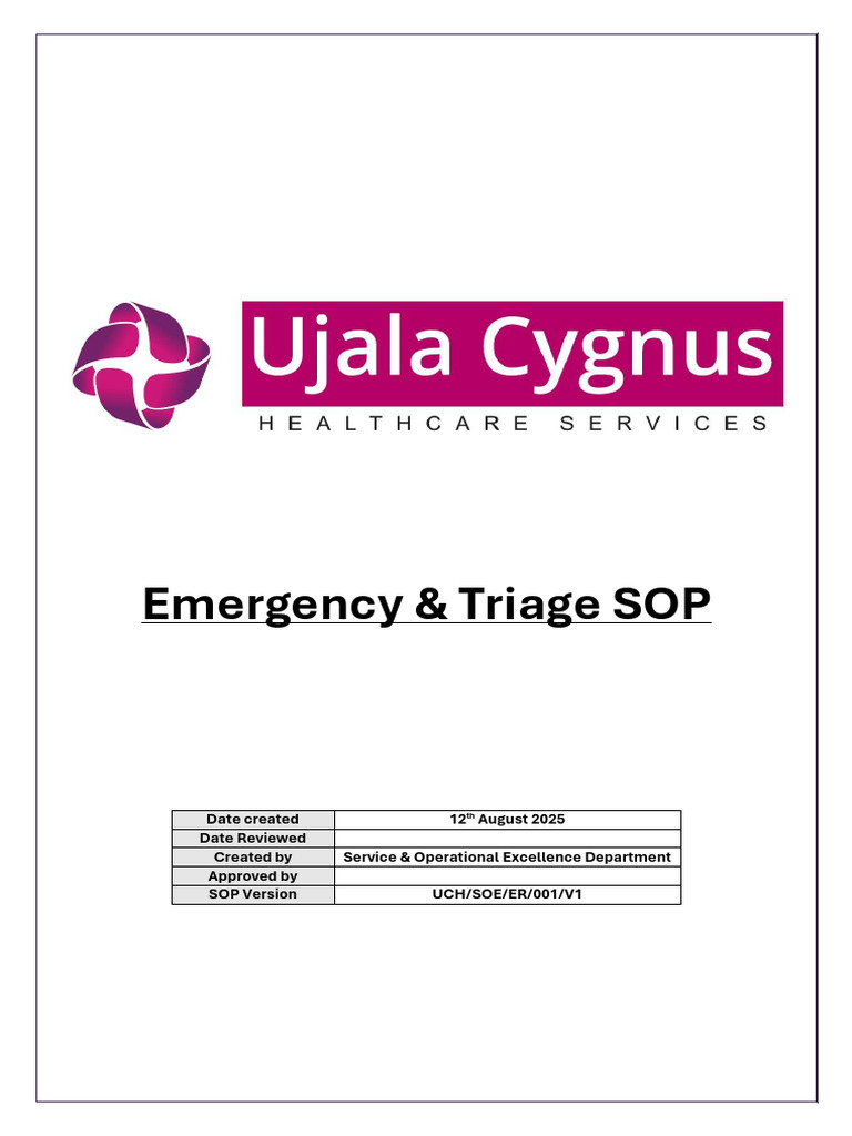 ER and Triage SOP - UC | PDF | Radiology | Pharmacy