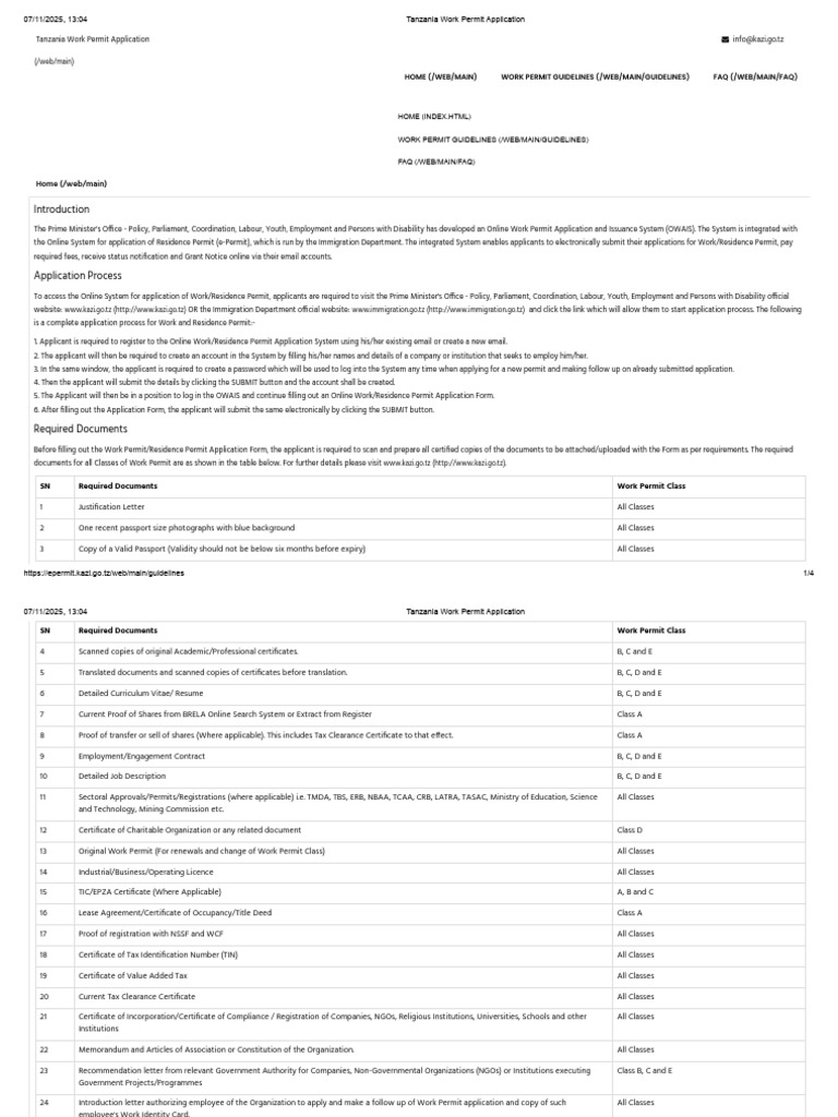 Tanzania Work Permit Application | PDF | World Wide Web | Internet & Web