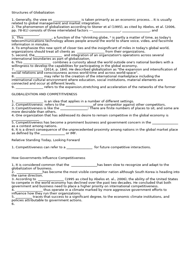 Key Structures of Globalization and Competitiveness | PDF ...
