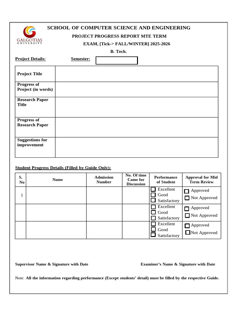 Scse Progress Report Format2024 25 Pdf