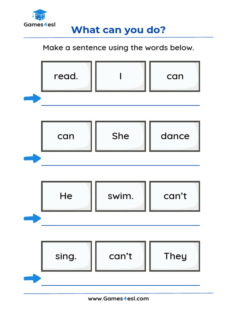 Can Cant Sentence Worksheet | PDF