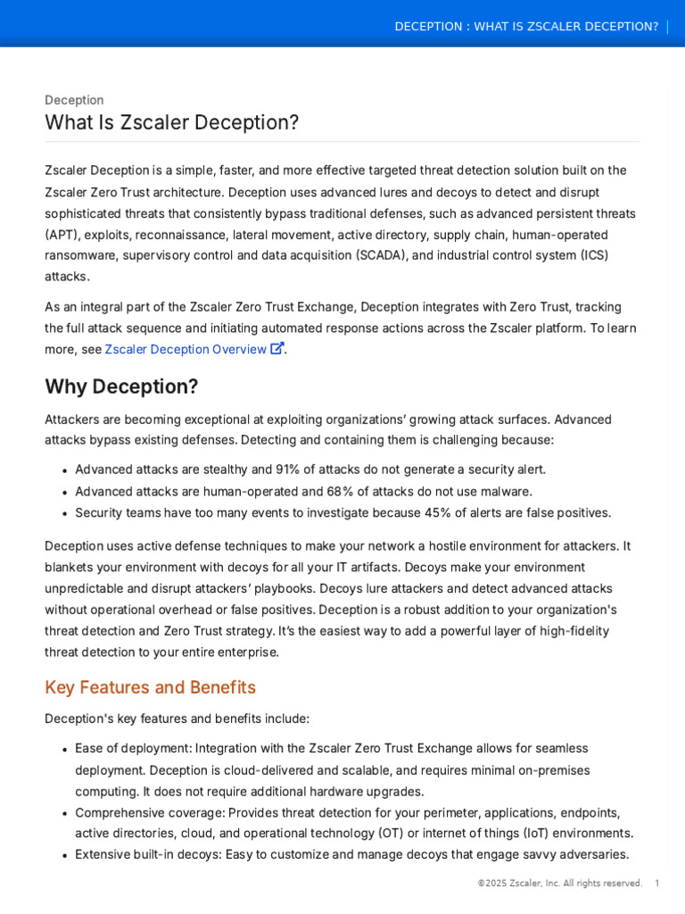 Zscaler Deception: Advanced Threat Detection | PDF | Security ...