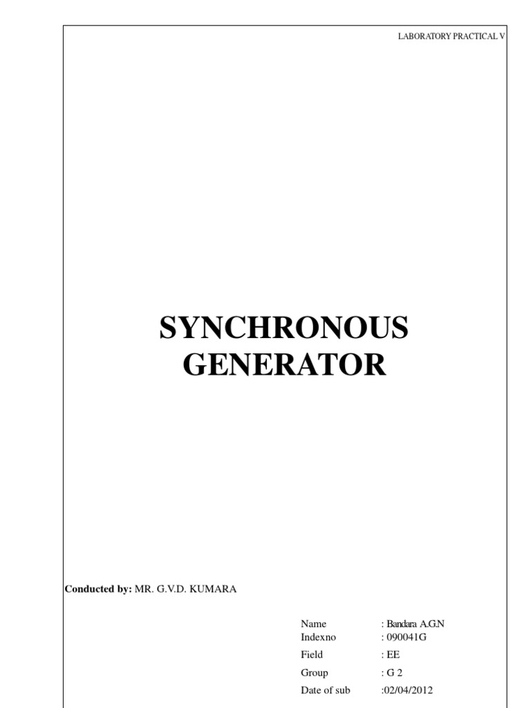 Analysis of the Performance Characteristics of a Synchronous Generator ...
