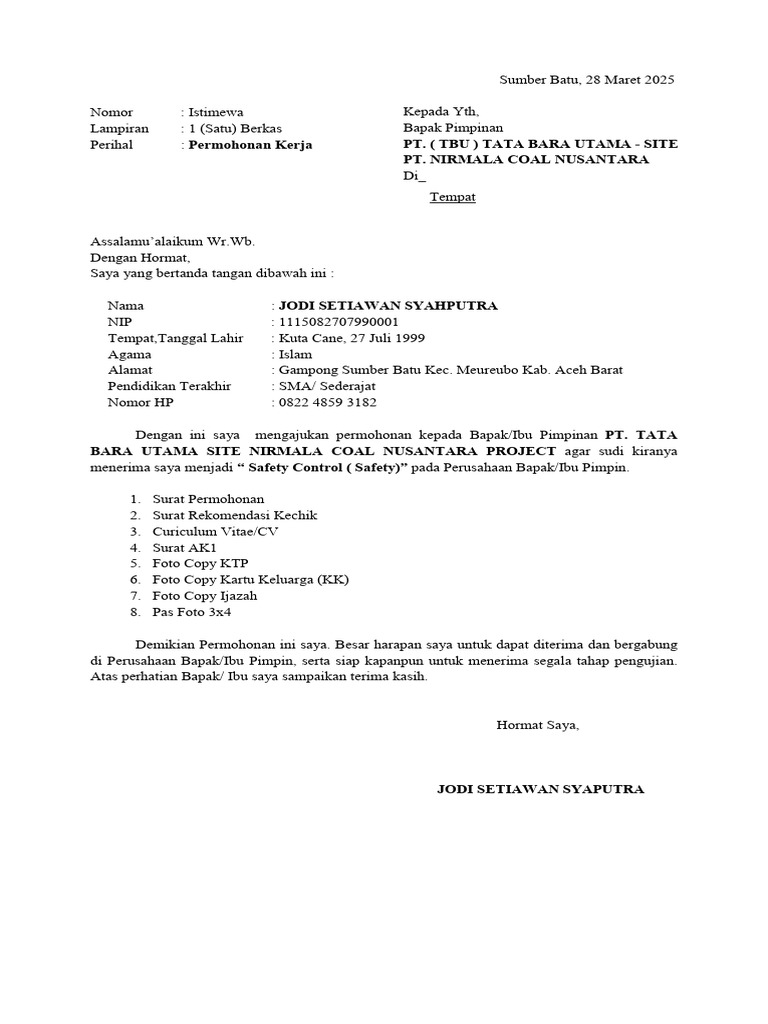 Permohonan Jodi Setiawan | PDF
