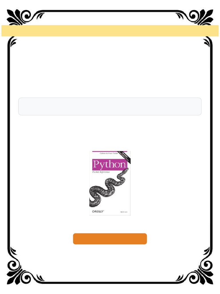 Python Pocket Reference 4th Edition Mark Lutz digital version 2025 | PDF | Python (Programming ...