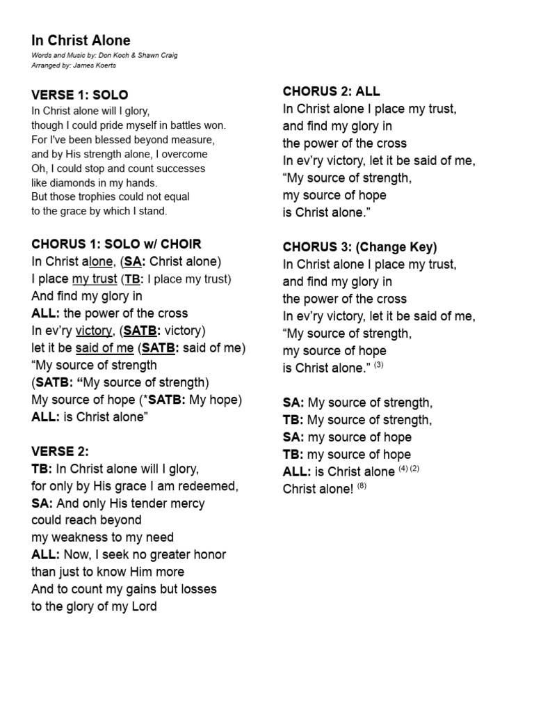 In Christ Alone Lyrics and Music | PDF