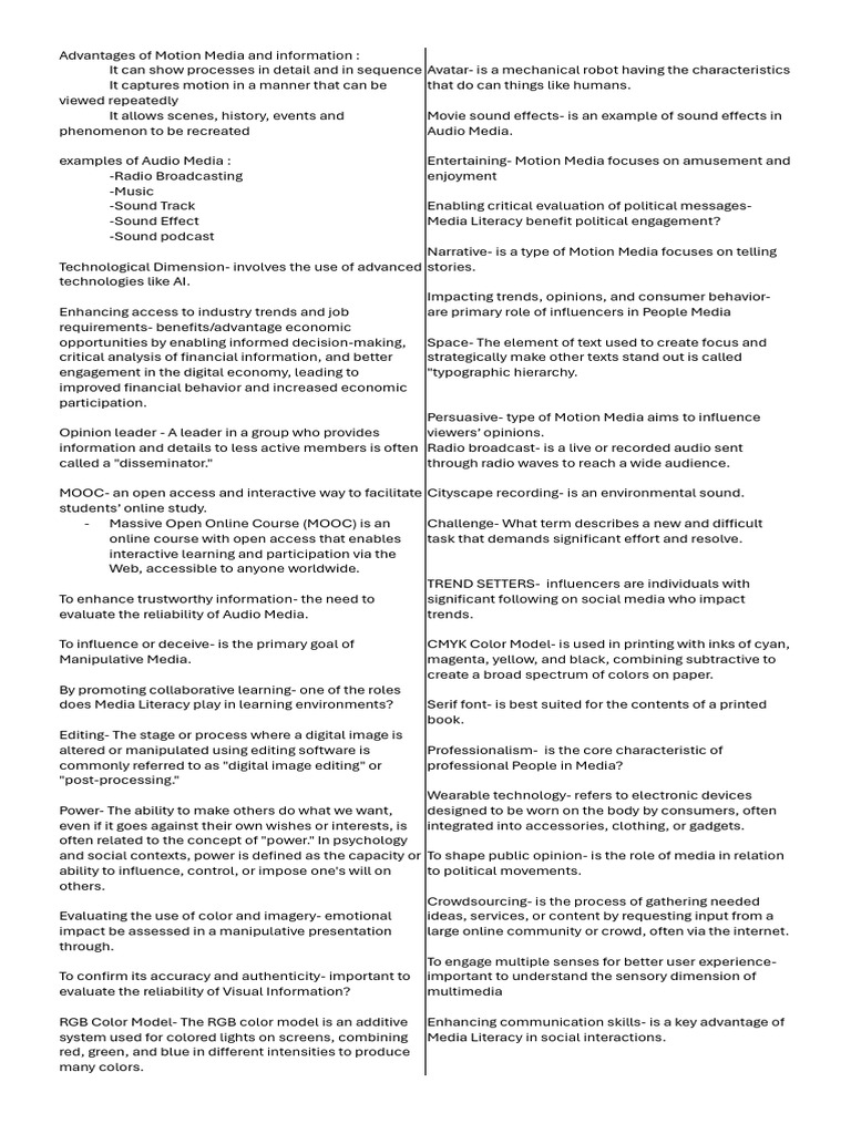 q2 Mil Reviewer | PDF | Multimedia | Educational Technology