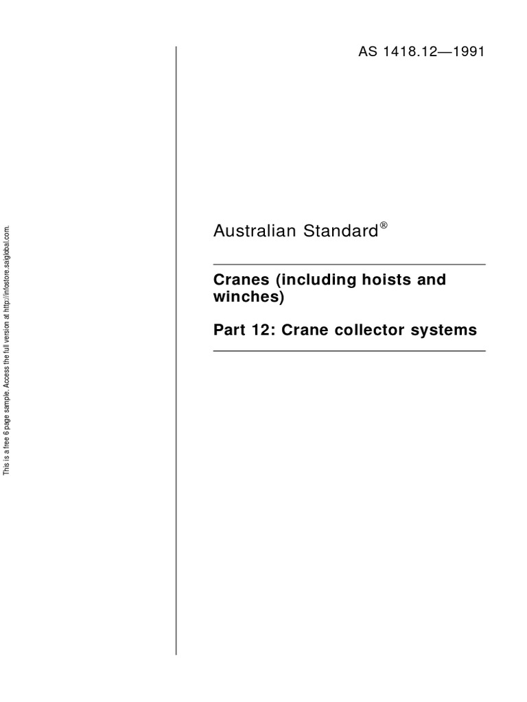 As 1418.12-1991 Cranes (Including Hoists and Winches) Crane Collector ...