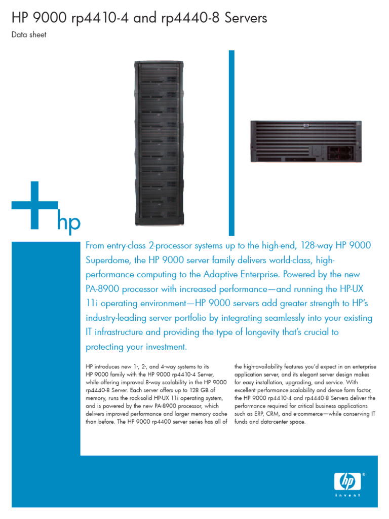 HP 9000 rp4410-4 & rp4440-8 Server Overview | PDF | Computer ...