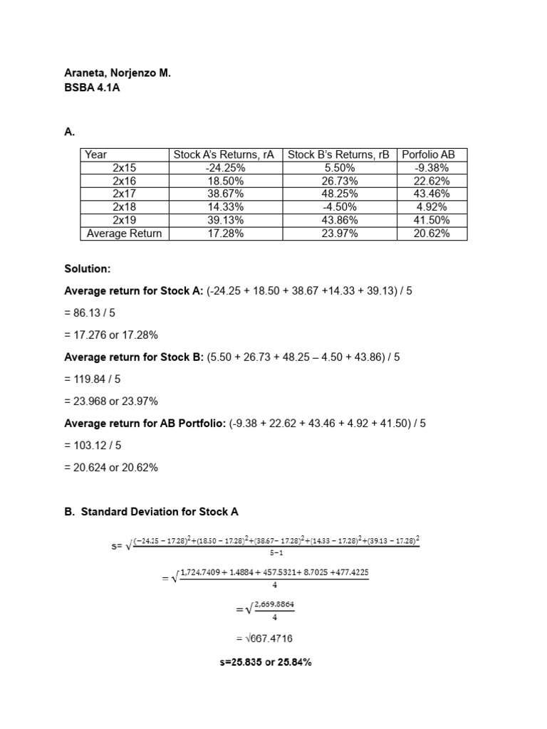 Average Returns and Risk Analysis | PDF