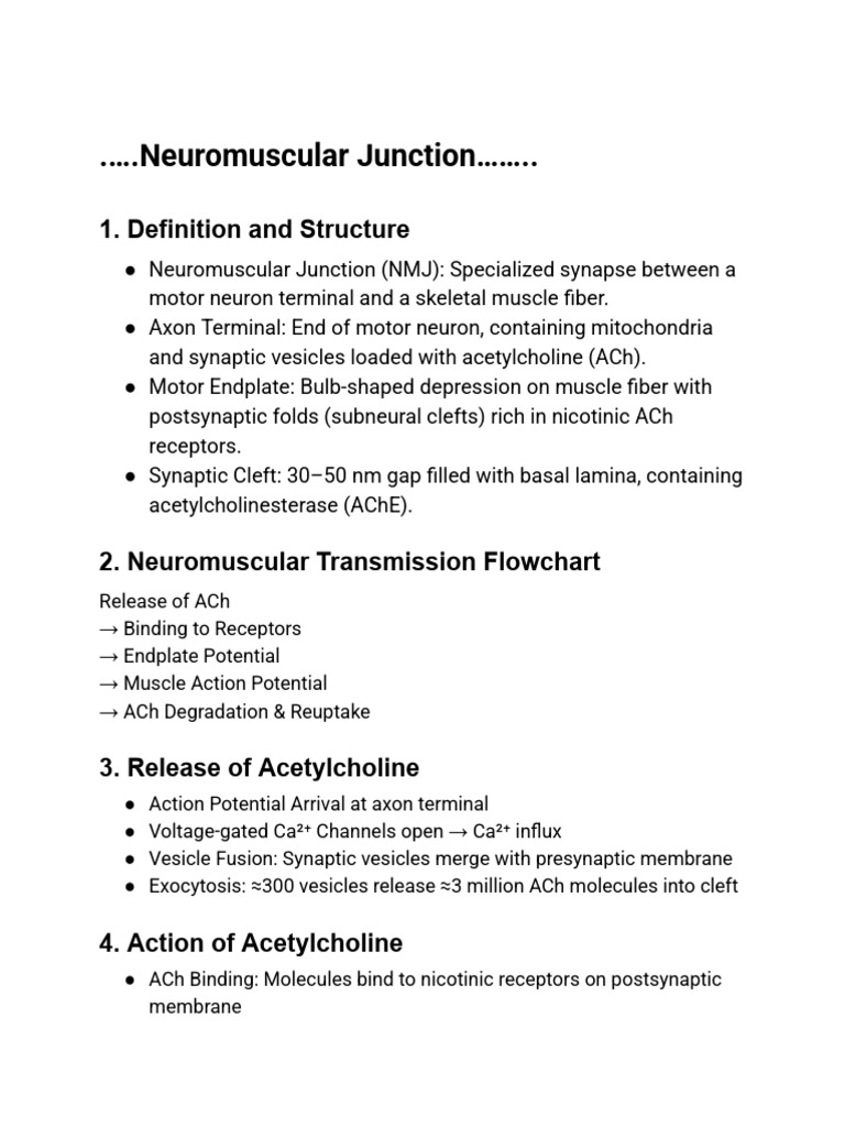 Neuromuscular Junction Overview and Disorders | PDF