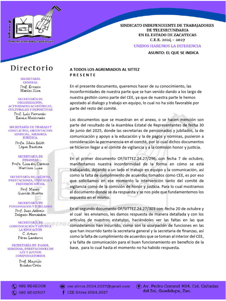 A LOS AGREMIADOS AL SITTEZ - Compressed | PDF | Gobierno