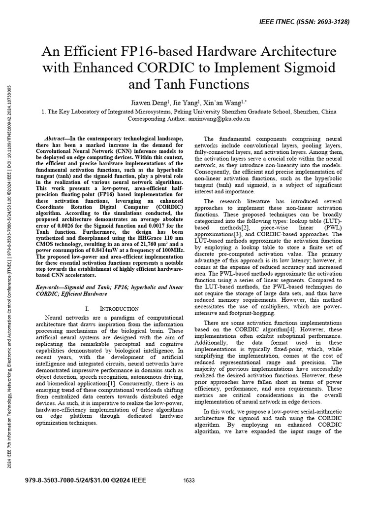 An Efficient FP16-Based Hardware Architecture With Enhanced CORDIC To ...
