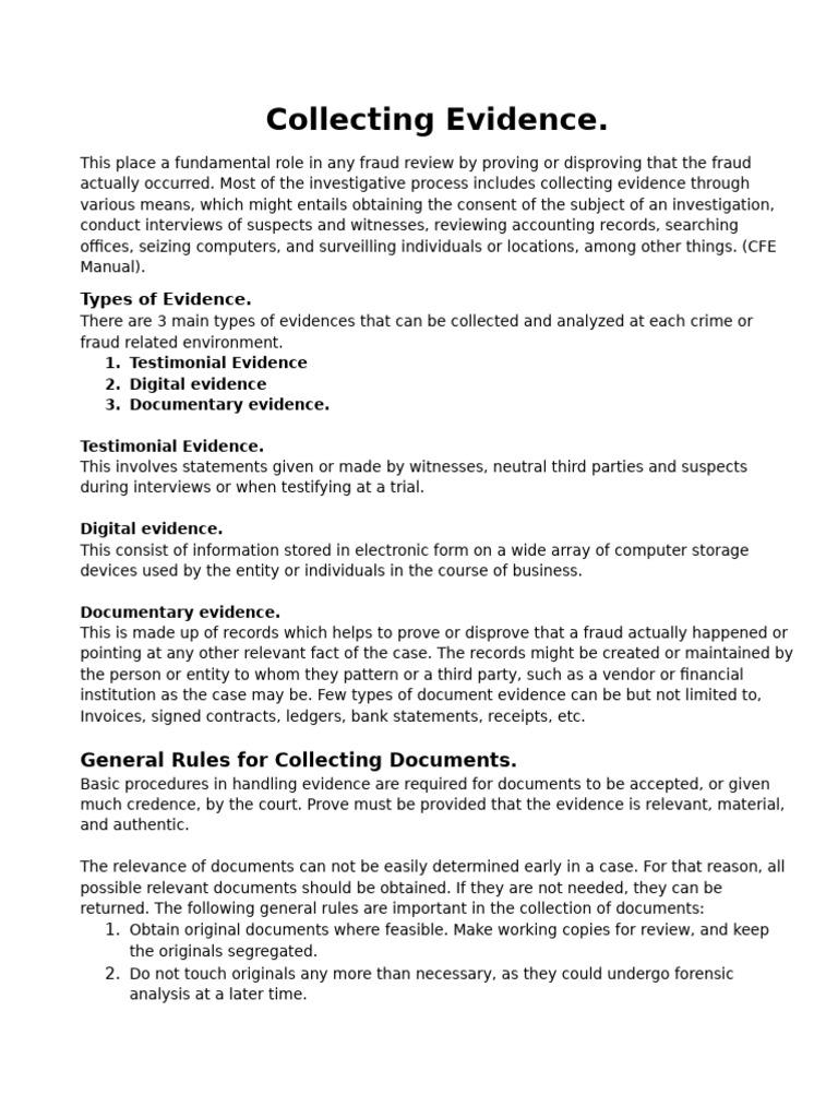 Collecting Evidence | PDF | Fingerprint | Typewriter
