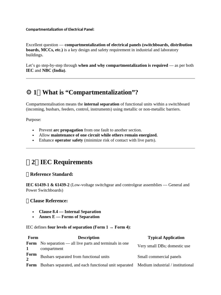Compartmentalization in Electrical Panels | PDF | Power Engineering ...