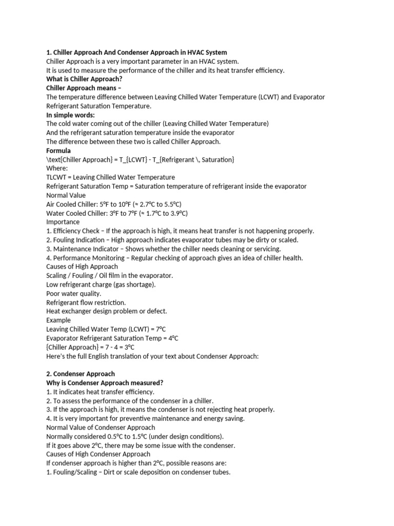 Chiller and Condenser Approach Explained | PDF | Heat Exchanger ...