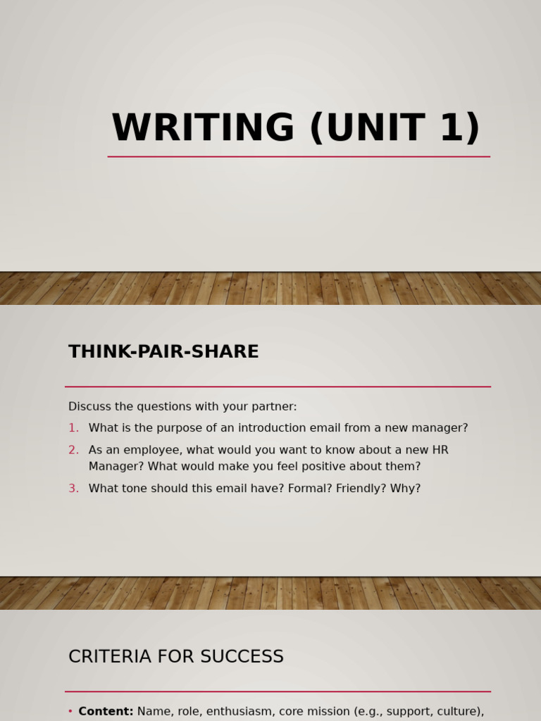 Writing For Unit 1 | PDF