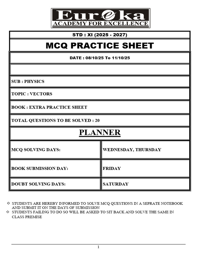 MCQ Practice Sheet | PDF