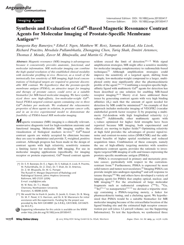 Angew Chem Int Ed - 2015 - Banerjee - Synthesis and Evaluation of GdIII ...