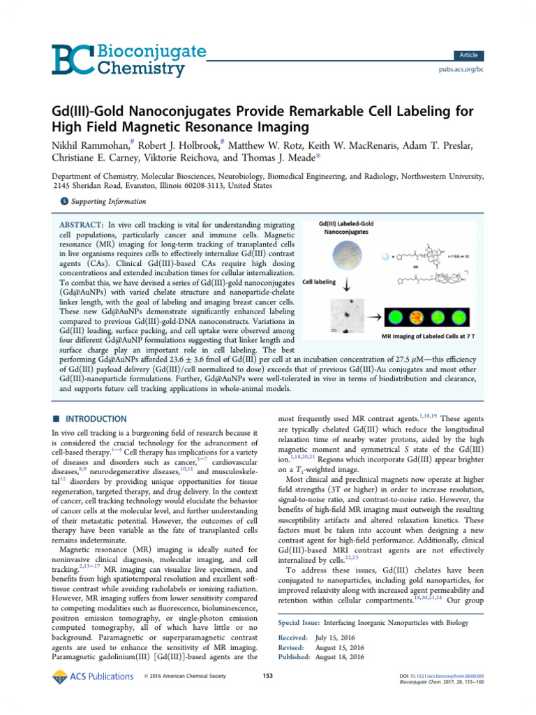 Preslar Et Al 2016 GD (III) Gold Nanoconjugates Provide Remarkable Cell ...