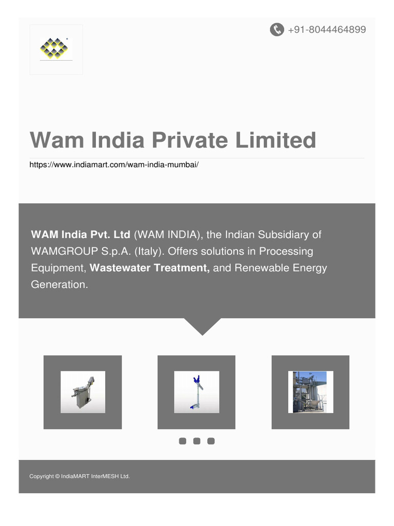 WAM India: Wastewater Treatment Solutions | PDF